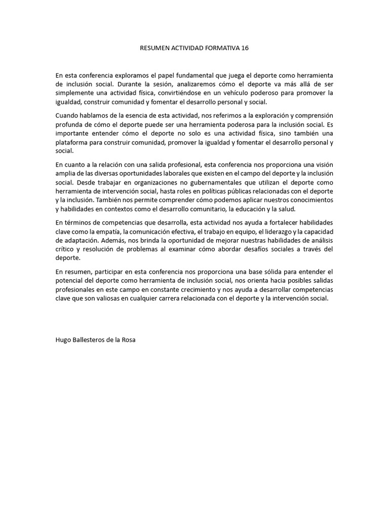 Resumen Actividad Formativa 16 | PDF