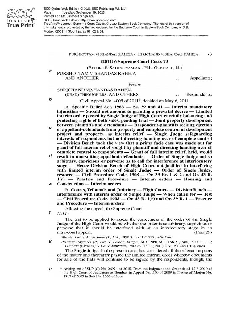 Purshottam Vishandas Raheja and Anr. v. Shrichand Vishandas Raheja (Dead) Thr. LRs and Ors ...