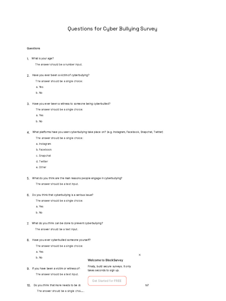 Cyber Bullying Survey | PDF | Social Science
