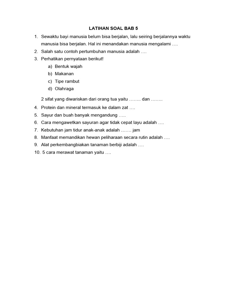 Soal Latihan Ipa Bab 5 | PDF
