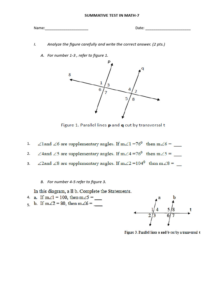 Summative Test in Math 7 | PDF