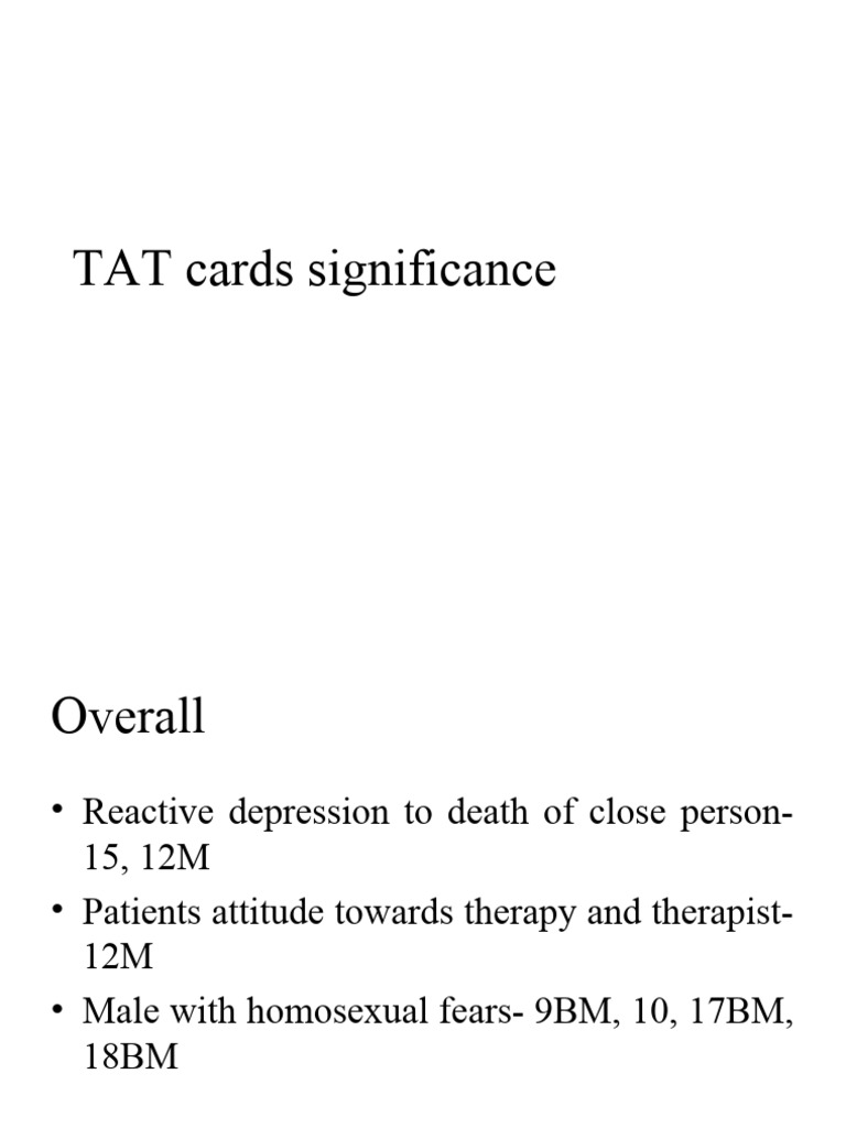 Final TAT Cards Significance | PDF | Anxiety | Aggression