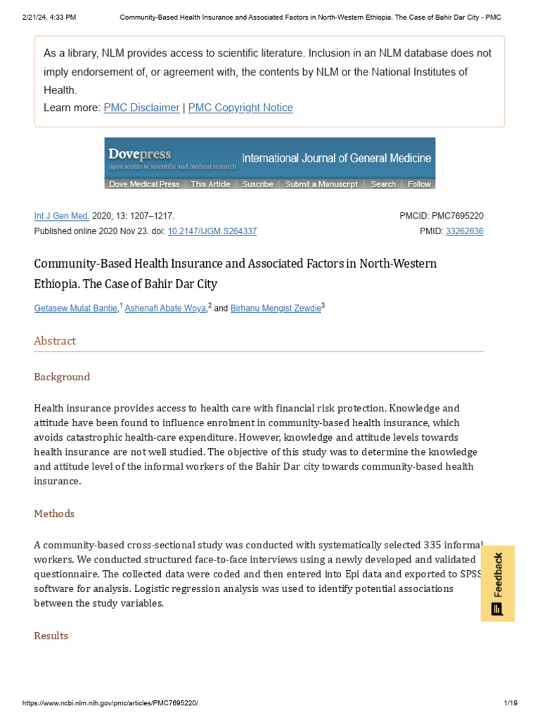 Community-Based Health Insurance and Associated Factors in North ...