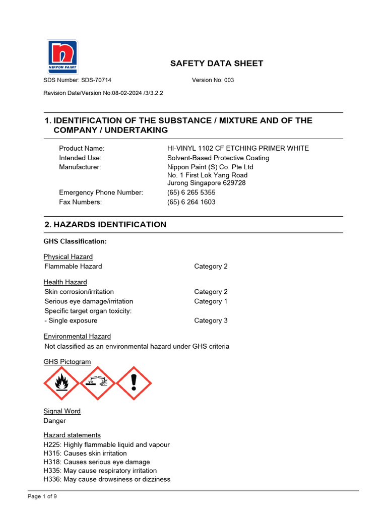 SDS - NIppon Paint HI-VINYL-1102-CF-ETCHING-PRIMER-WHITE | Download ...