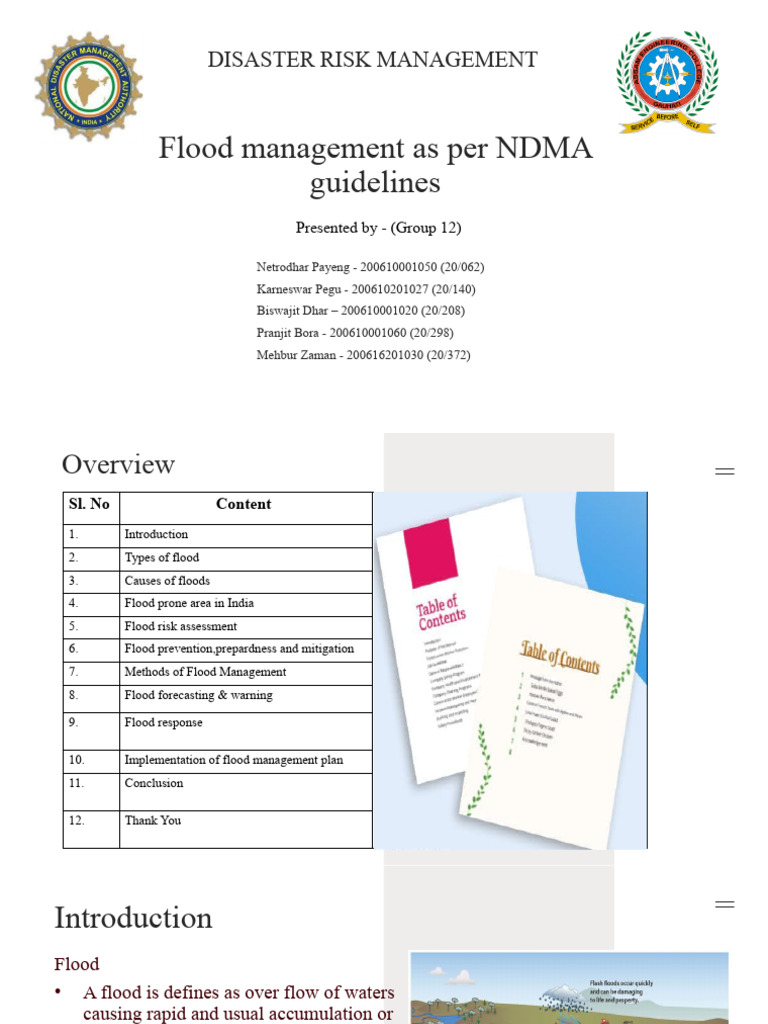 Group 12 - Flood Management As Per NDMA Guidelines | PDF | Flood | Flood Control