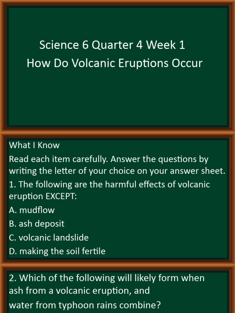 Science 6 Quarter 4 How Do Volcanic Eruption Occur | PDF | Volcano ...