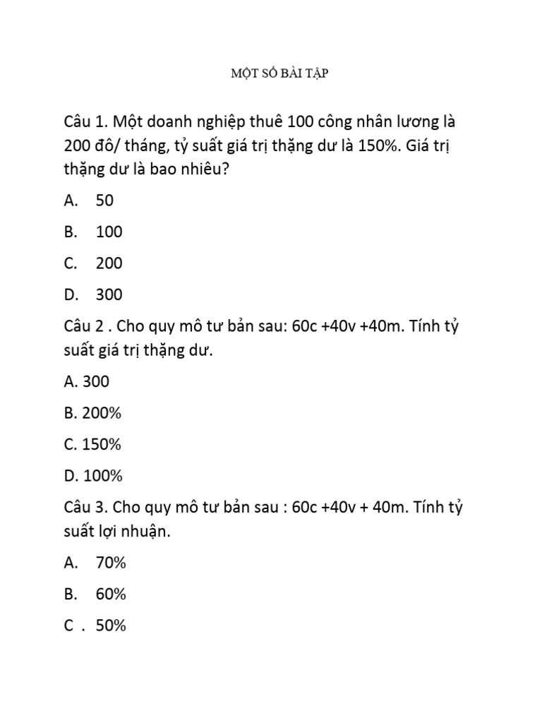 MỘt SỐ BÀi TẬp Ktct Pdf