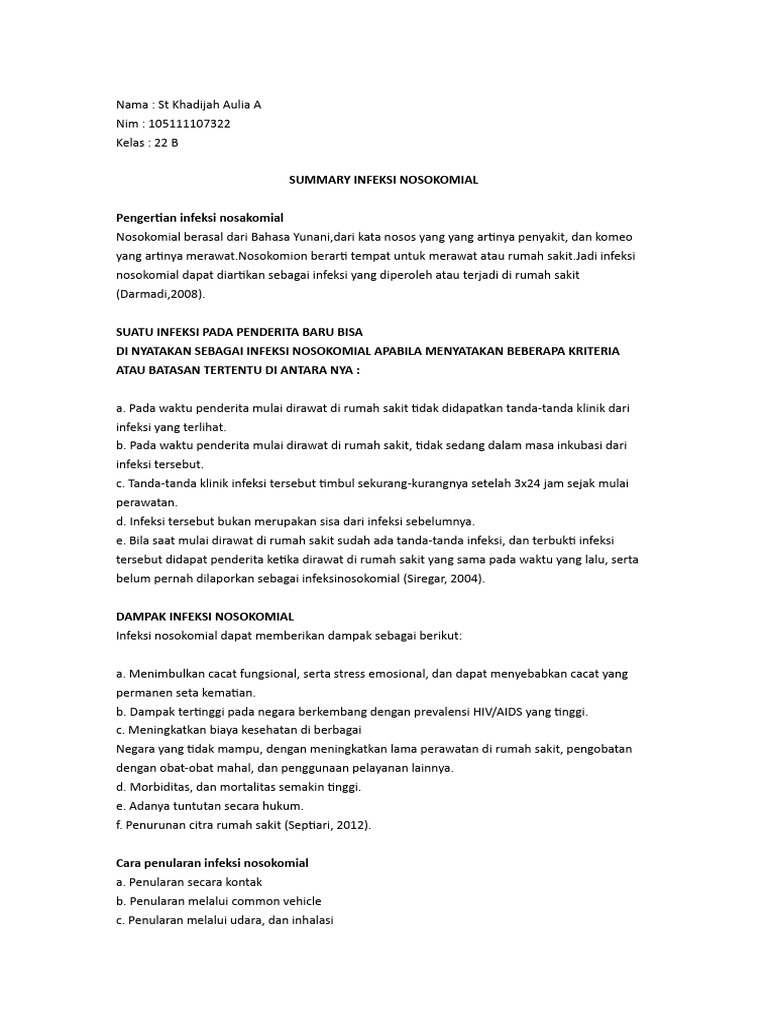 Panduan Lengkap Infeksi Nosokomial | PDF