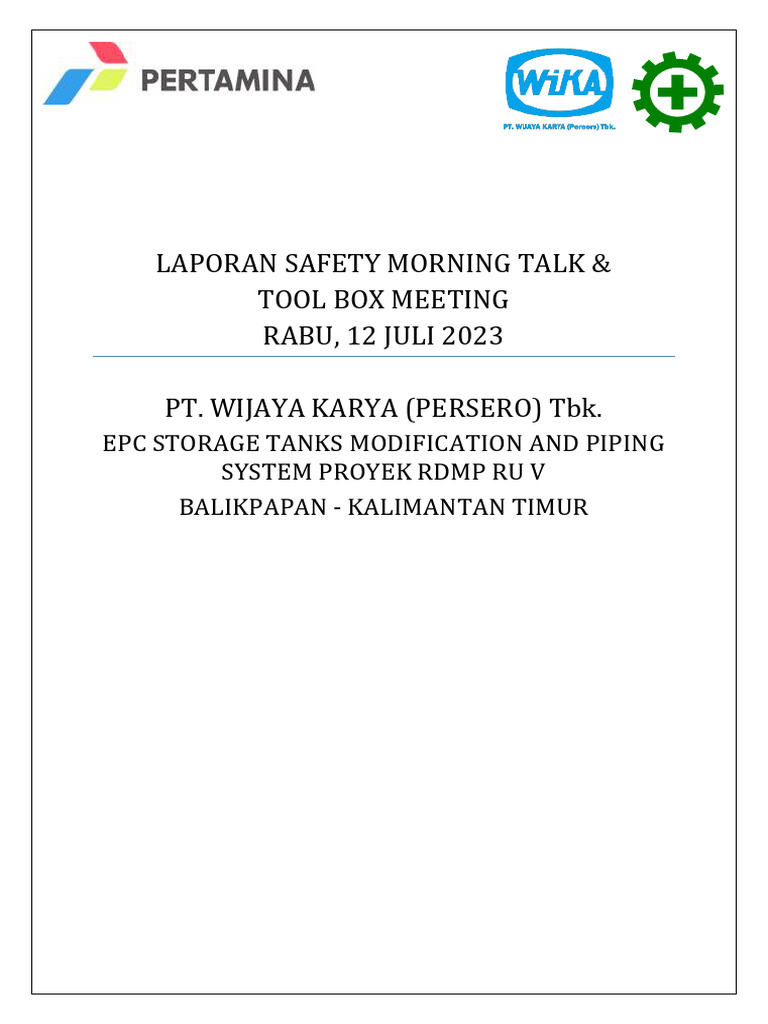 Safety Talk & Tool Box Meeting 2023 | PDF | Karier & Perkembangan