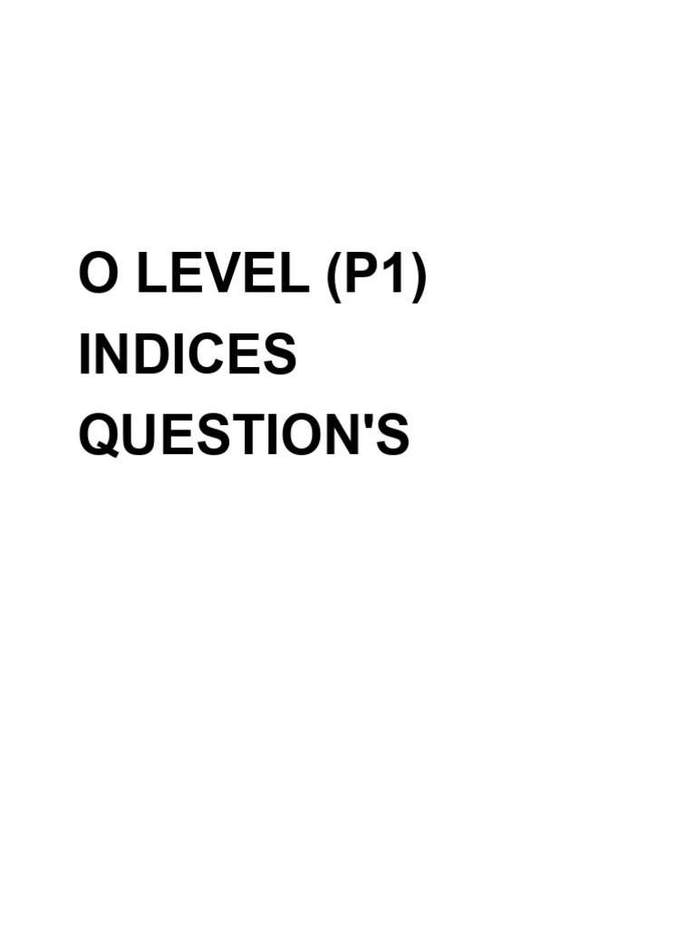 Indices Worksheet | PDF | Arithmetic | Mathematics