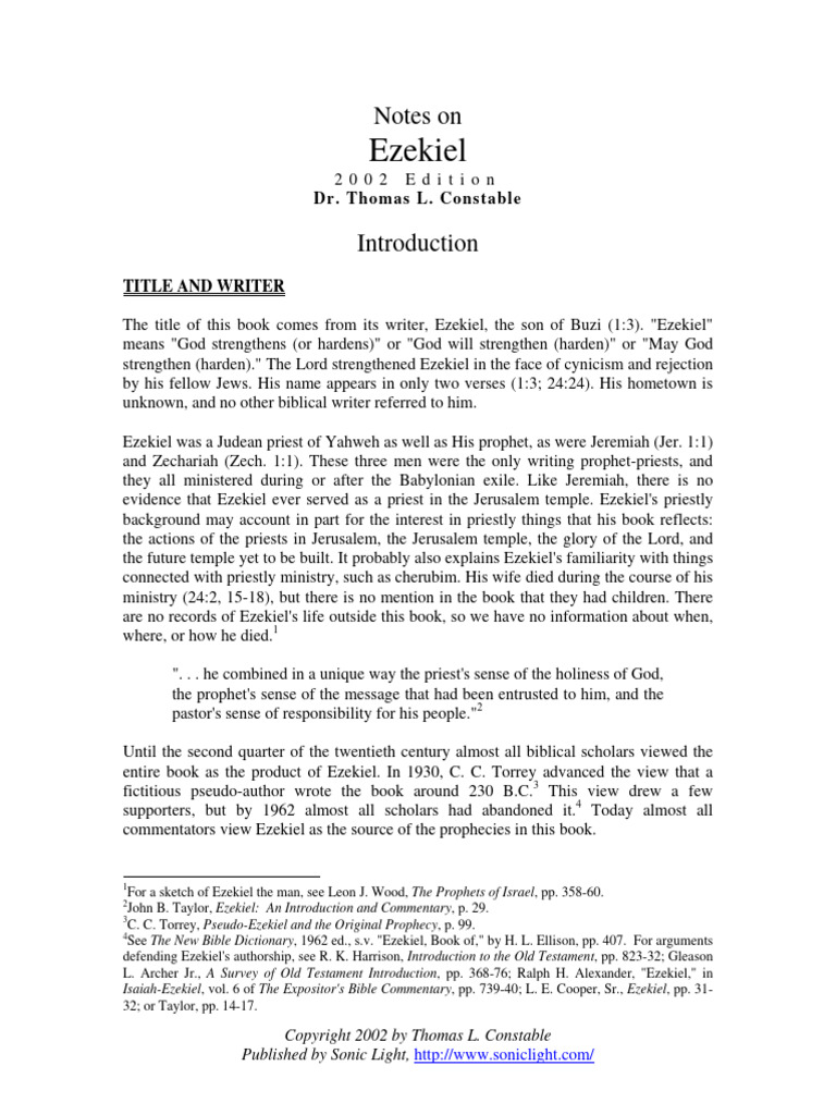 Constable, Thomas L. - Commentary On Ezekiel | PDF | Book Of Ezekiel | Babylonian Captivity