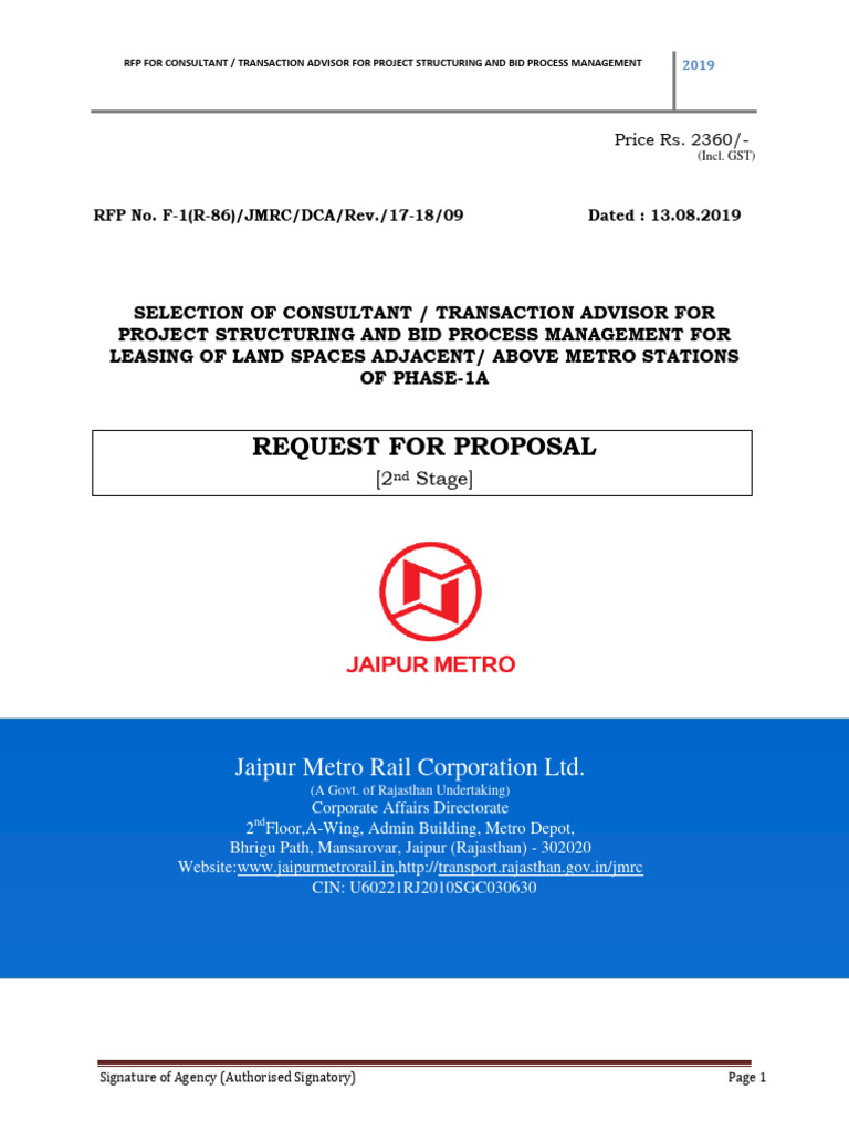 RFP for Metro Land Leasing Consultant | PDF | Request For Proposal ...