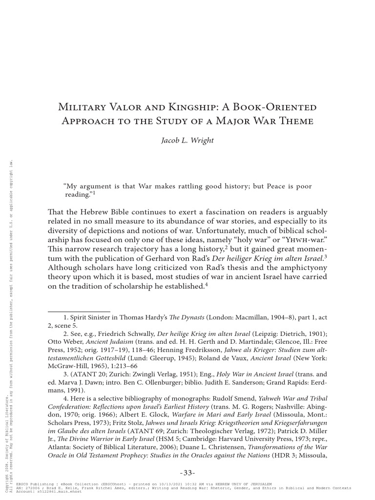 Unit 1 Reading 1) Wright Military Valor | PDF | David | Saul