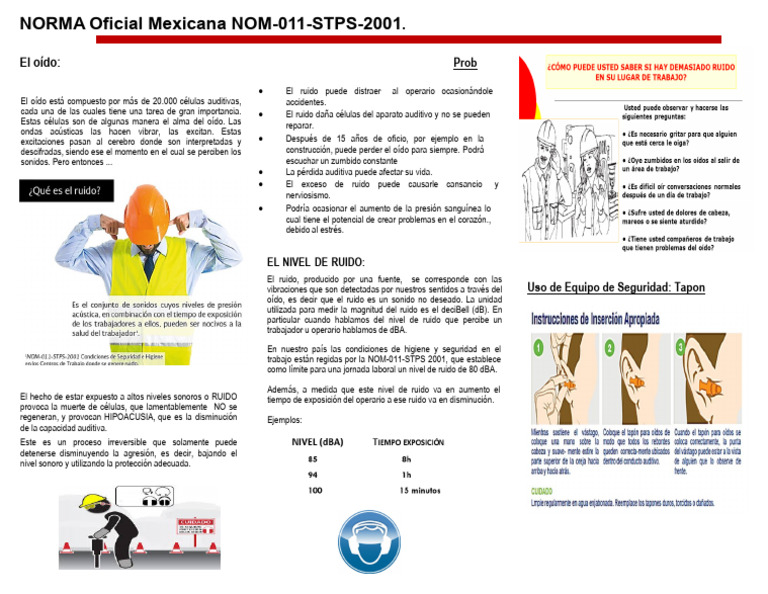 Triptico- nom-011-stps | PDF | ruido | Escuchando