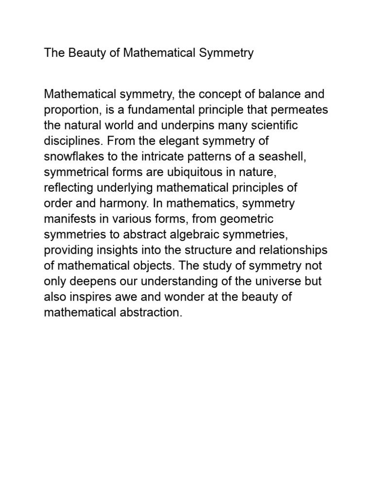 The Beauty of Mathematical Symmetry | PDF