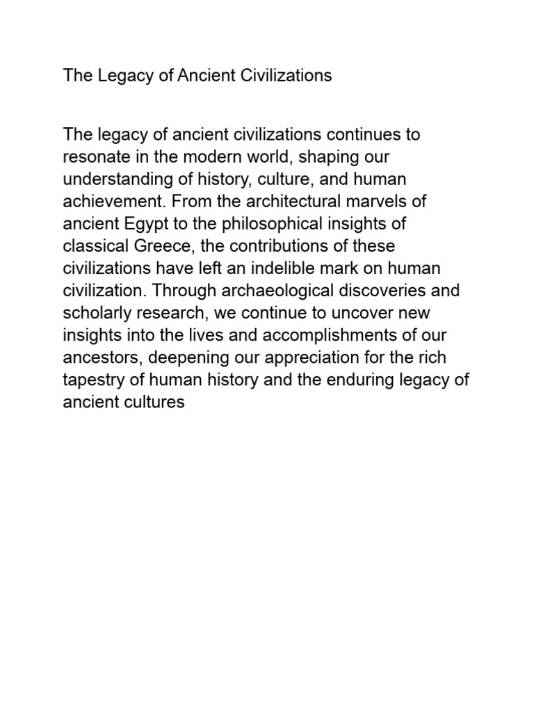 The Legacy of Ancient Civilizations | PDF | Social Science | History