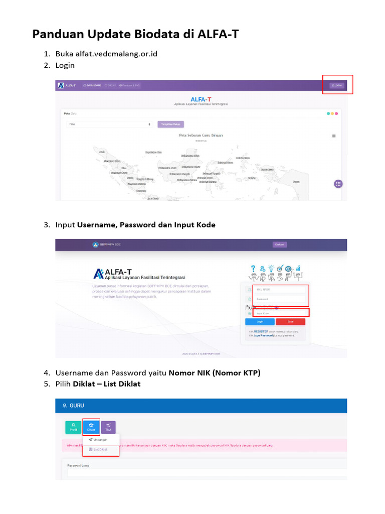 Panduan Update Biodata Di ALFA | PDF