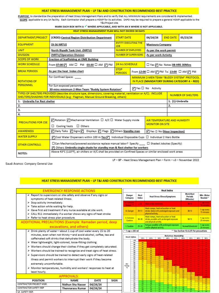 Heat Stress Management Plan - Scaffolding Arection OME | PDF | Hyperthermia