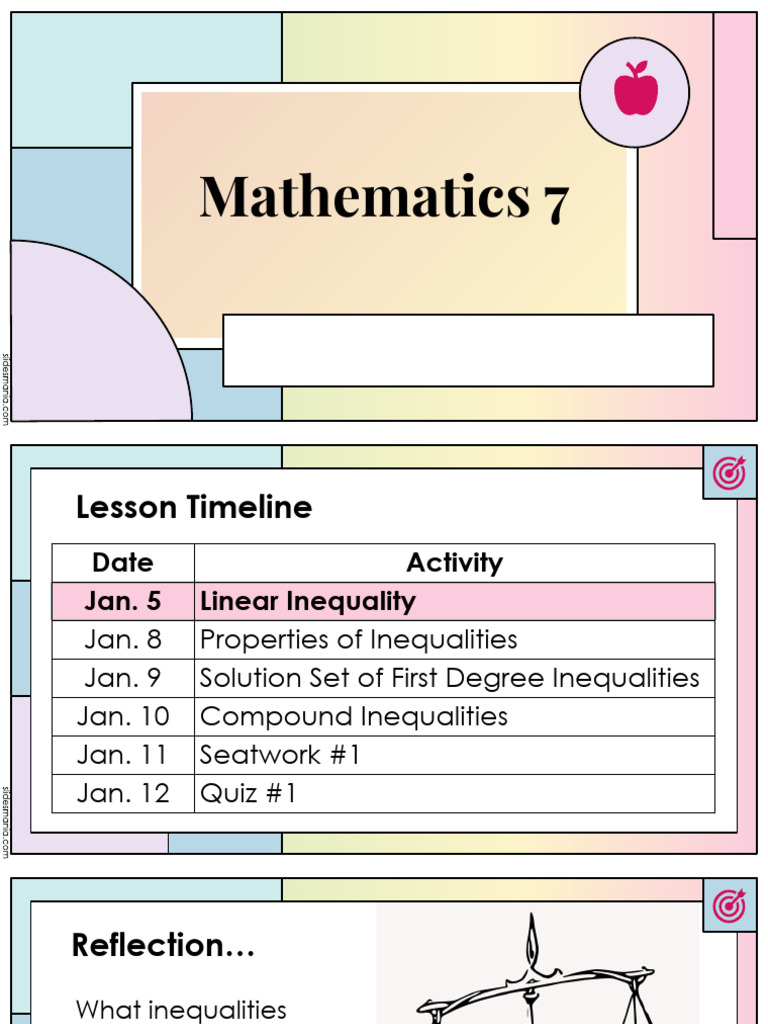 Math 7 (SY23-24) - Q3 - Lesson 1 - Linear Inequality - Day 5 | PDF ...