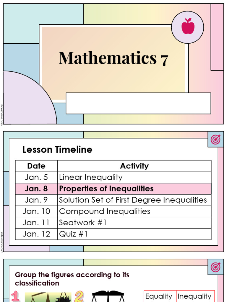 Math 7 (SY23-24) - Q3 - Lesson 1 - Properties of Inequalities - Day 1 | PDF | Inequality ...