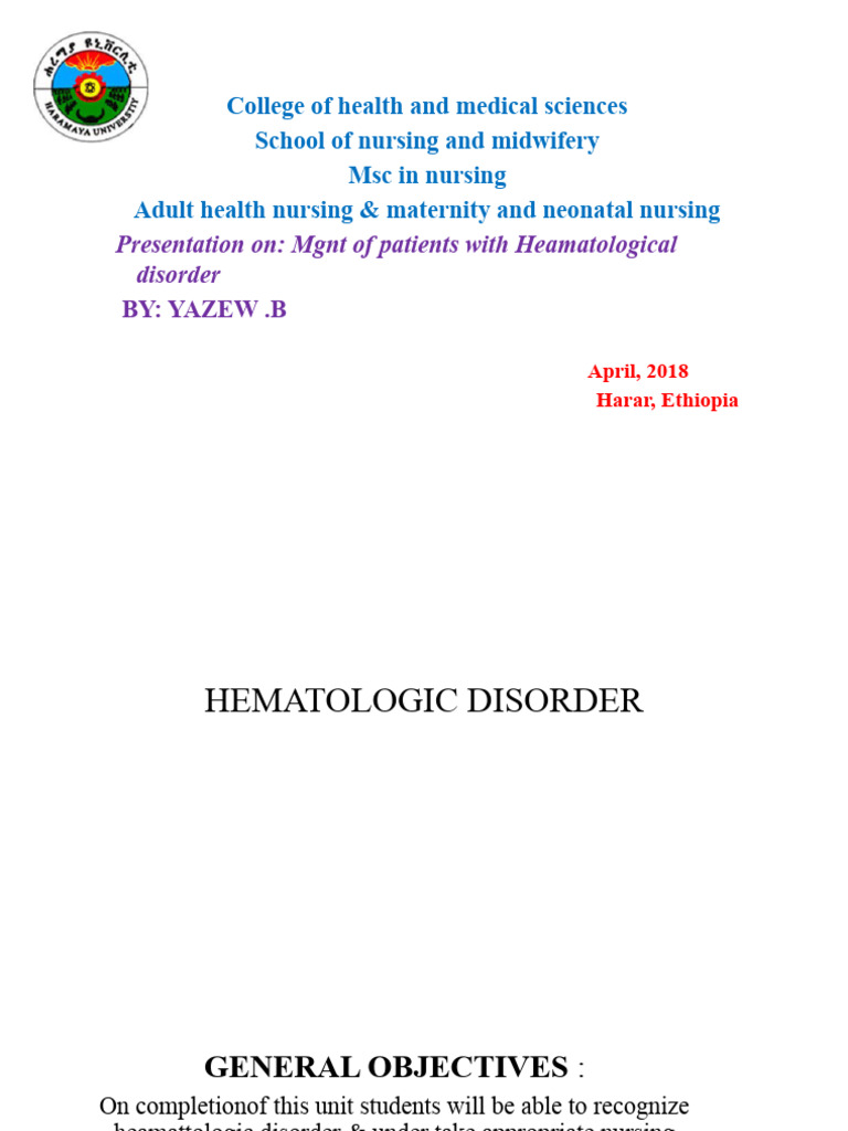 Hematologic Disorder | PDF | White Blood Cell | Anemia