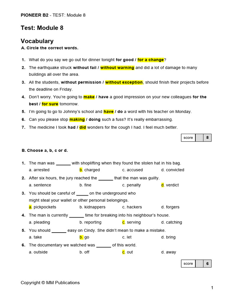 PIONEER B2 TESTS MODULE 84Cvb1 | PDF | Detective | Police