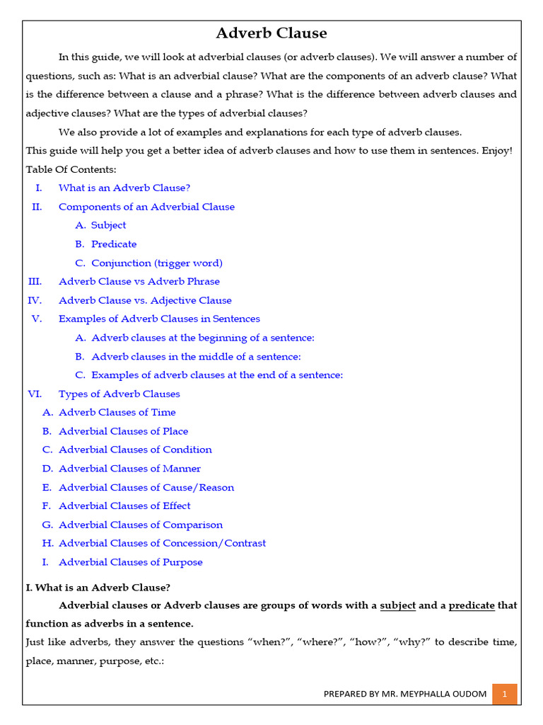 Adverb Clause | PDF | Adverb | Adjective