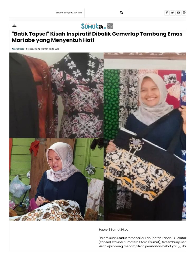Batik Tapsel - Kisah Inspiratif Dibalik Gemerlap Tambang Emas Martabe ...
