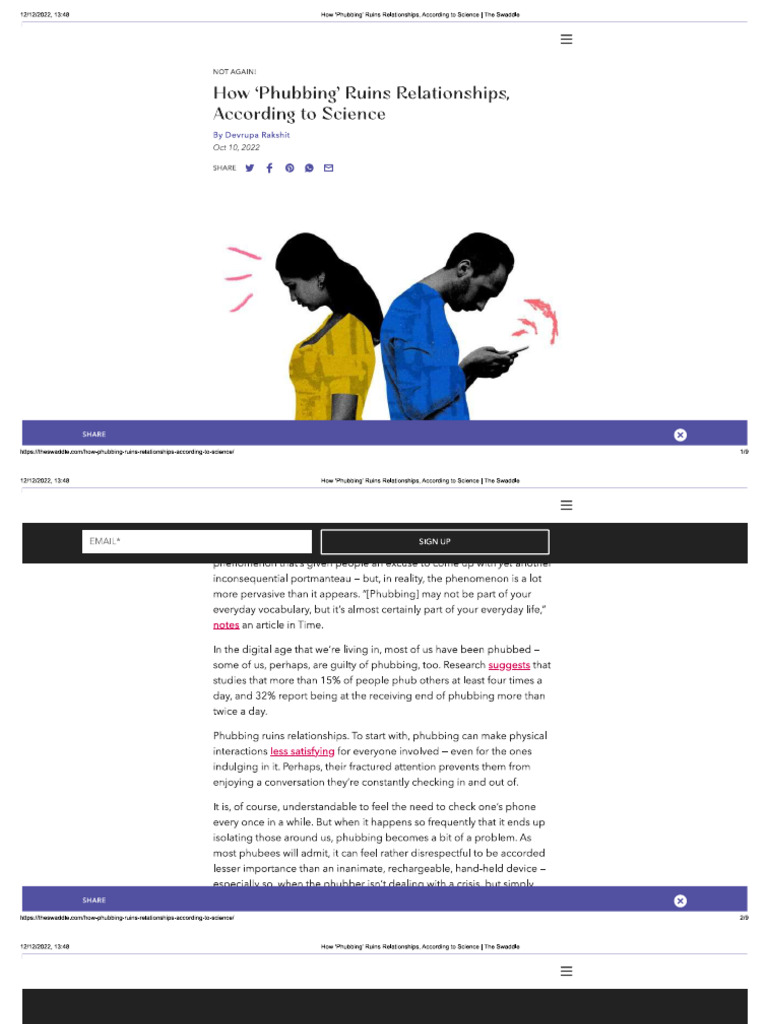 How Phubbing' Ruins Relationships, According To Science | PDF