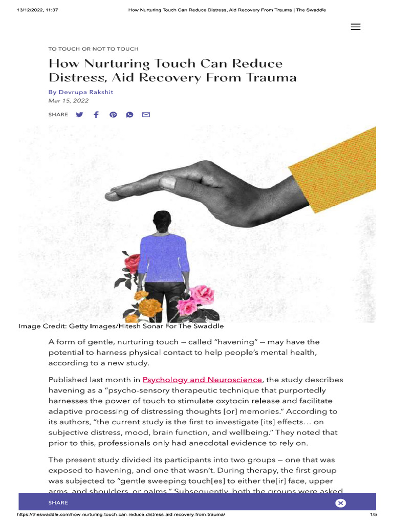 How Nurturing Touch Can Reduce Distress, Aid Recovery From Trauma | PDF