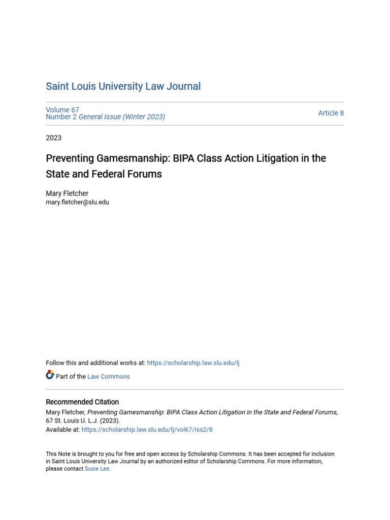 Preventing Gamesmanship - BIPA Class Action Litigation in The State & Federal Forums | PDF ...