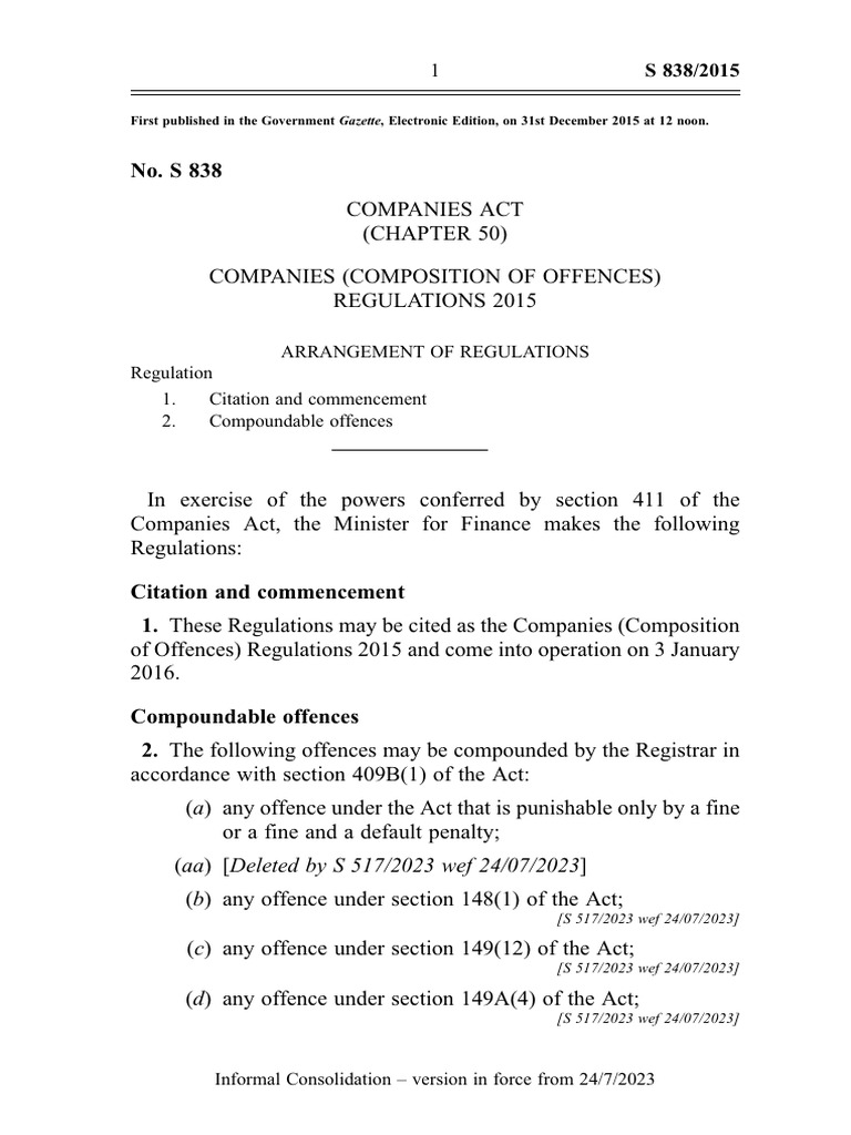 Companies (Composition of Offences) Regulations 20 | PDF | Justice ...