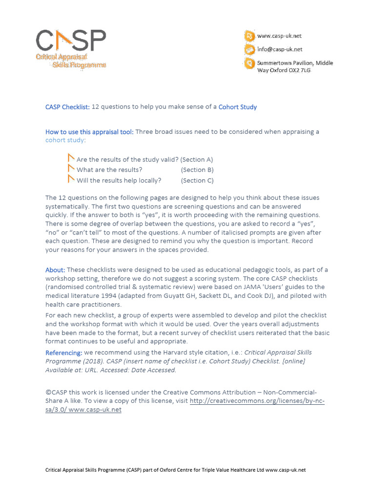 Casp Cohort Studies Checklist | PDF | Prostate Cancer | Prostate
