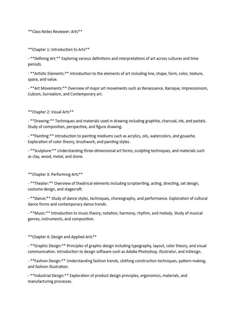 Overview of Arts: Key Concepts & Movements | PDF | The Arts | Paintings
