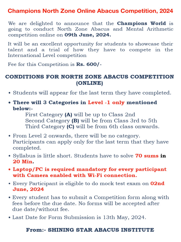 North Zone Competition | PDF
