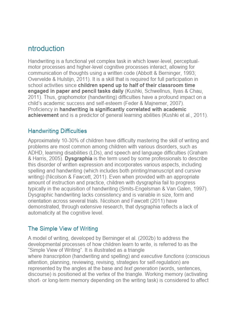 HANDWRITING | PDF | Learning Disability | Cognition