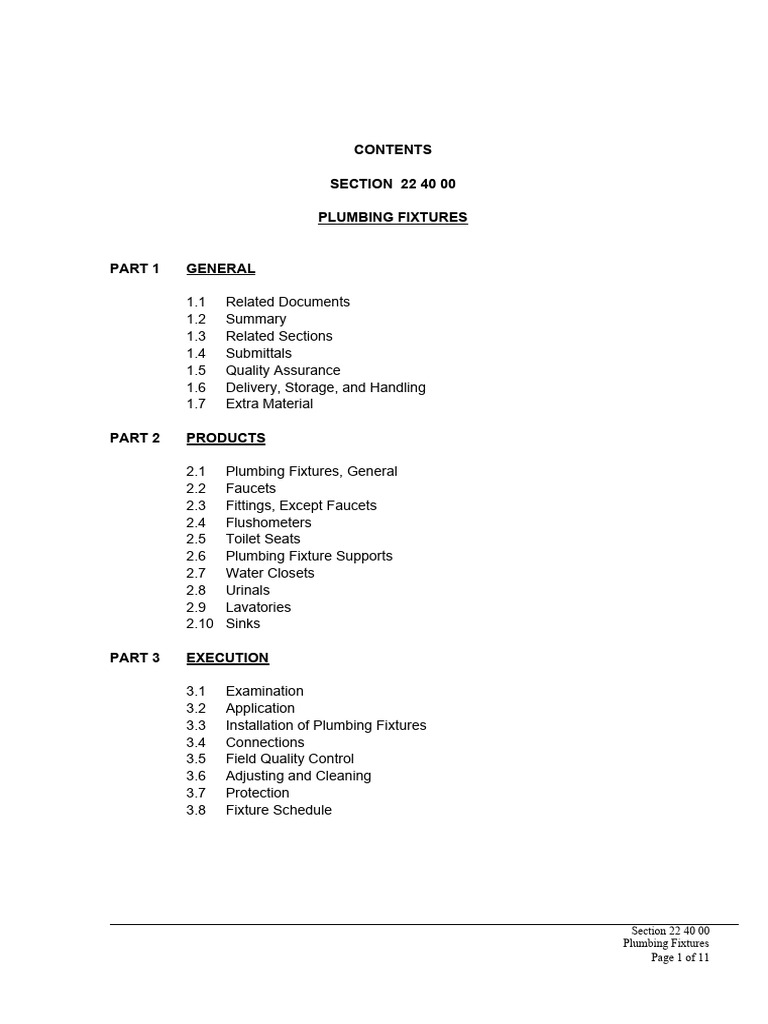 3-Section 22 40 00 Plumbing Fixtures | PDF | Plumbing | Tap (Valve)