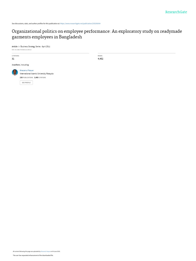 Unsignificant - Organizational - Politics - On - Employee - Performance ...