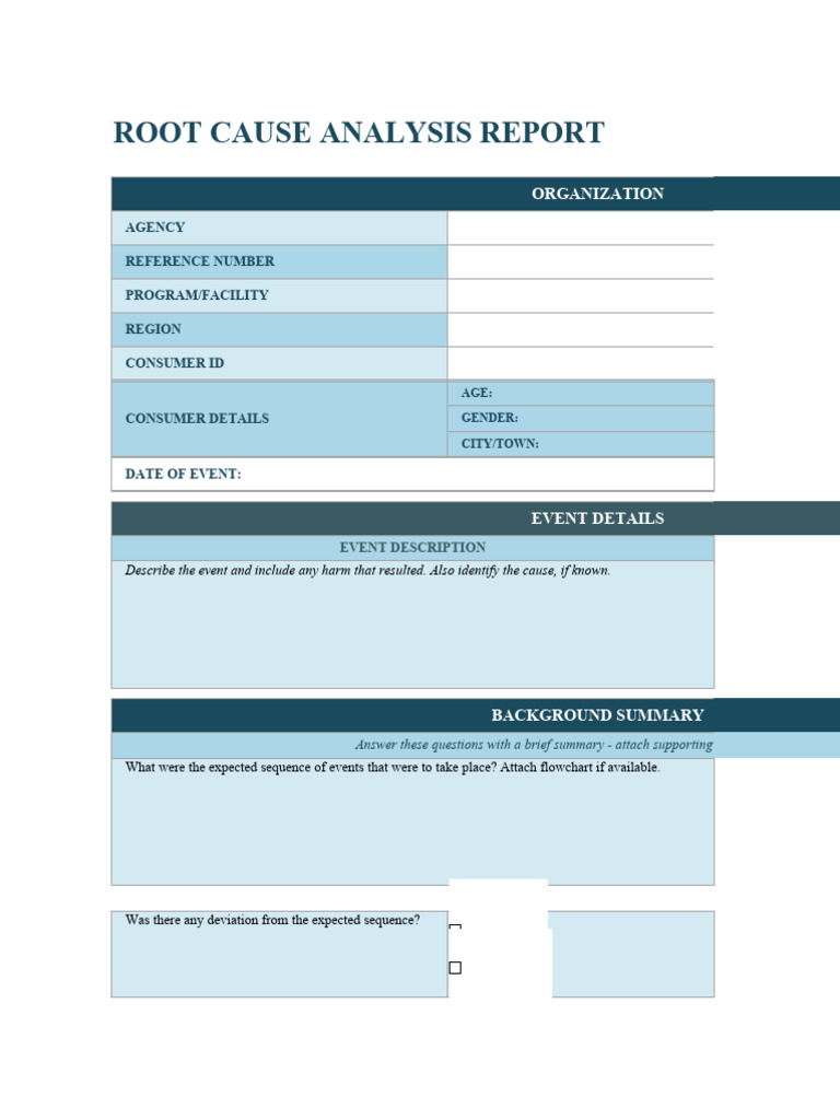 Root Cause Analysis Report Template | PDF | Risk | Risk Management