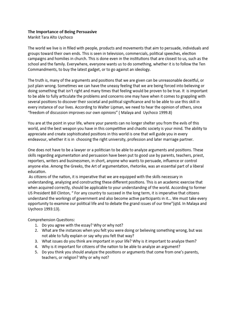 The Importance of Being Persuasive | Download Free PDF | Persuasion