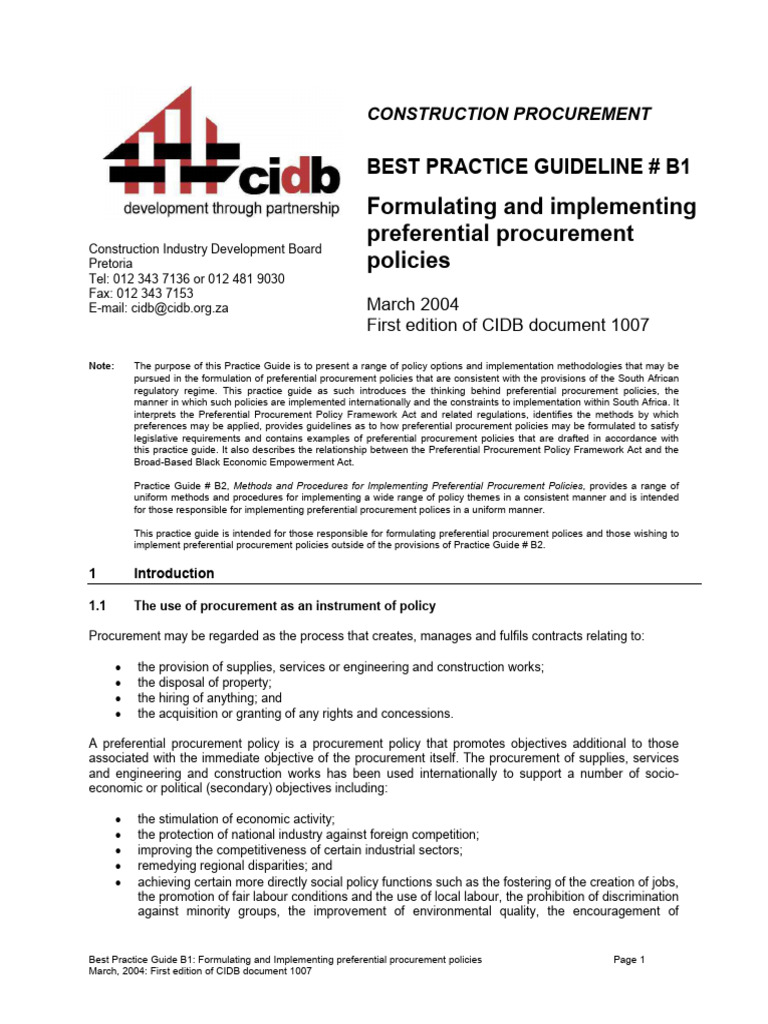 Preferential Procurement Policy Guide | PDF | Procurement | Policy