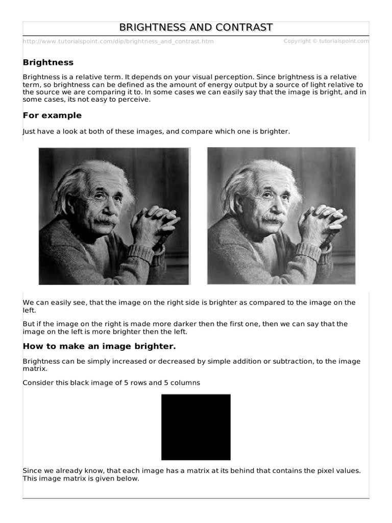 Brightness and Contrast | PDF | Contrast (Vision) | Matrix (Mathematics)