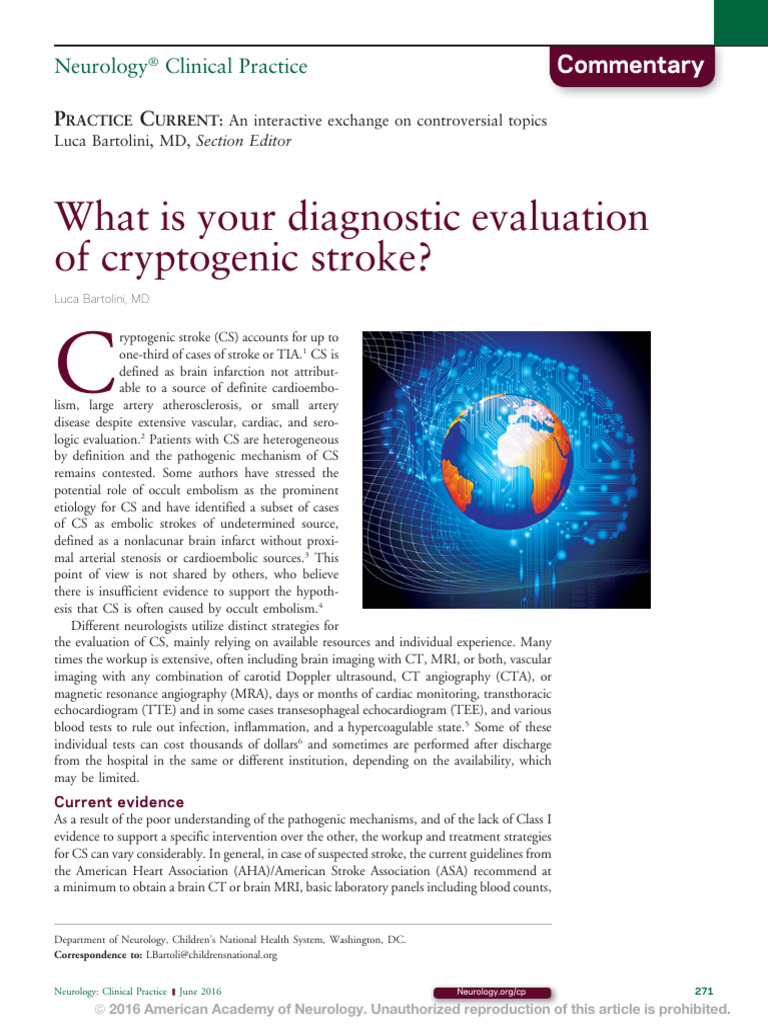 Acv Criptogenico Neurol Clin Pract-2016-Bartolini-271-6 | PDF | Stroke ...
