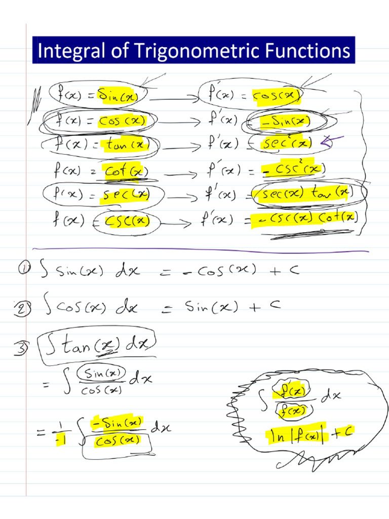 Integral of Trig Func | PDF