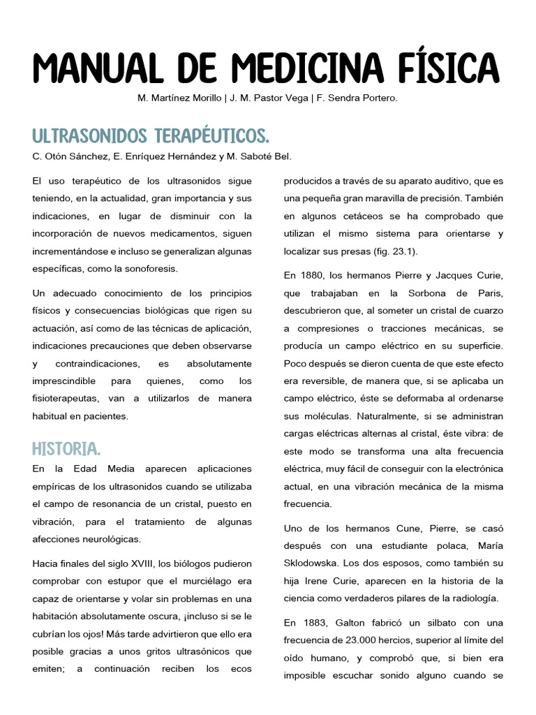 MANUAL DE MEDICINA FÍSICA | PDF | Ultrasonido | Sonido