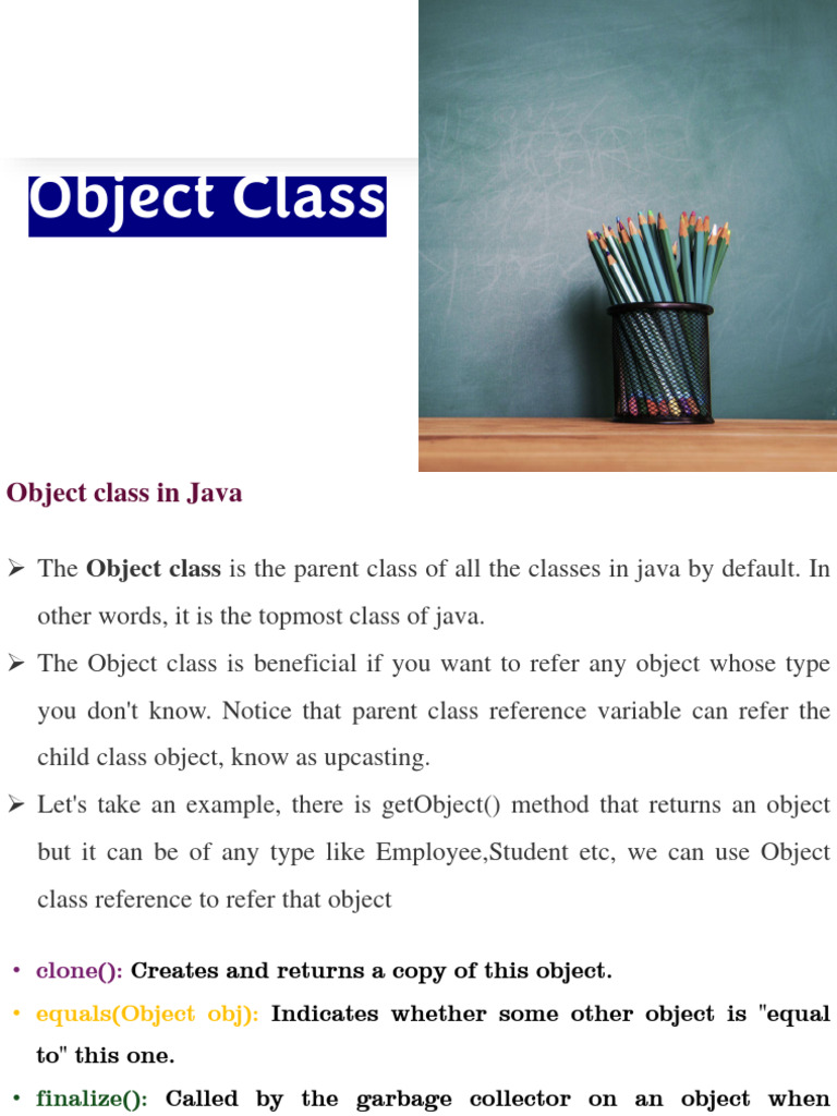 Understanding Java Object Class Basics | PDF | Class (Computer ...