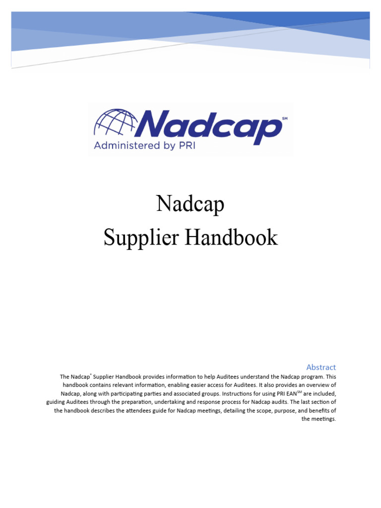 Nadcap Supplier Handbook 5jan2023 | PDF | Audit | Auditor's Report