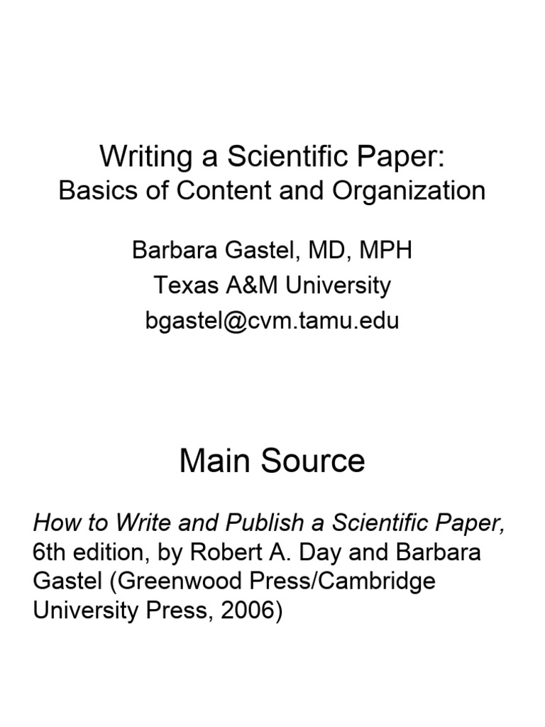 Writing a Scientific Paper | PDF | Abstract (Summary) | Science