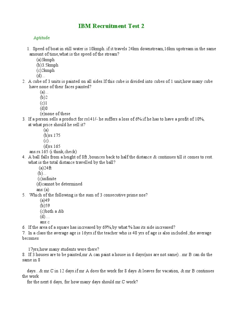 (WWW - Entrance-Exam - Net) - IBM Placement Sample Paper 5 | PDF | C ...