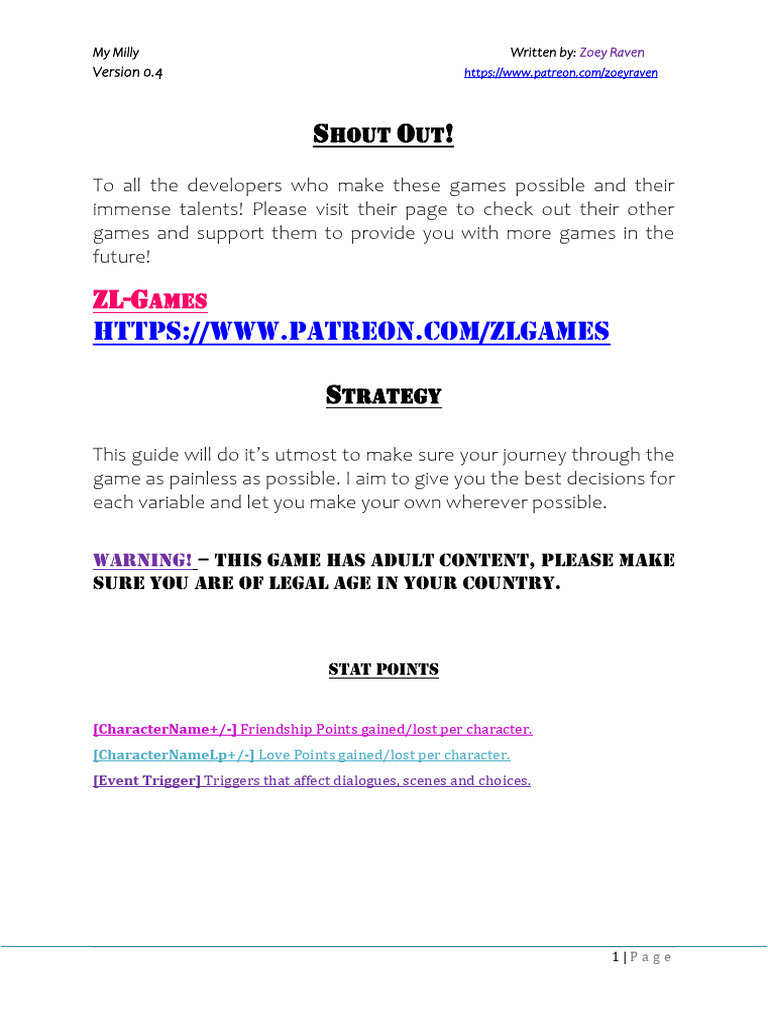 My Milly v0.4 Walkthrough | PDF